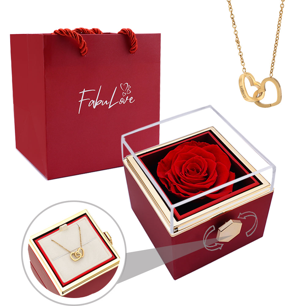 Eternal Rose Box W Engraved Necklace Real Rose FabuLove Eternal Rose Box W Engraved Necklace Real Rose FabuLove