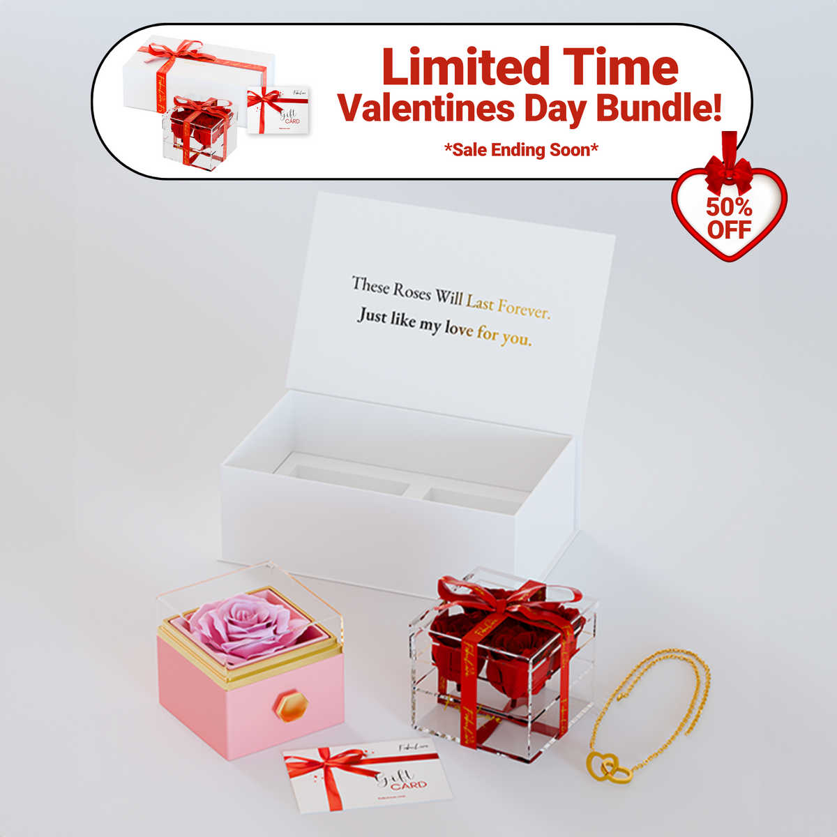 Valentines Day Eternal Rose Box Bundle – FabuLove