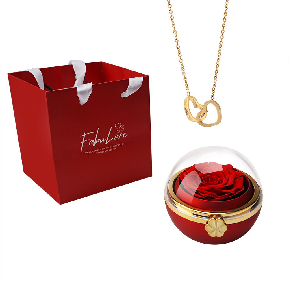 Eternal Rose Round Box - W/ Engraved Necklace & Real Rose – FabuLove