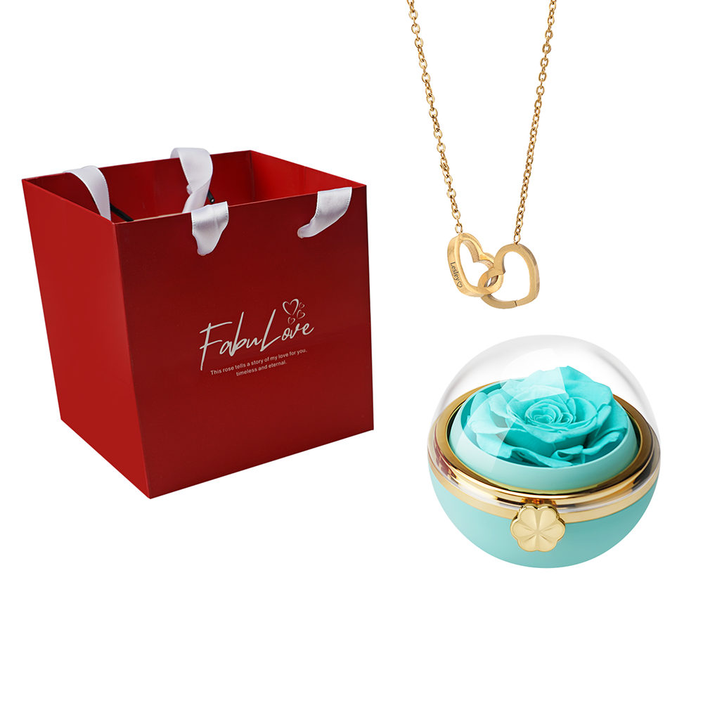 Eternal Rose Round Box - W/ Engraved Necklace & Real Rose – FabuLove